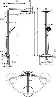Hansgrohe Raindance Select S - Sprchový set s termostatem | 24 cm | 2