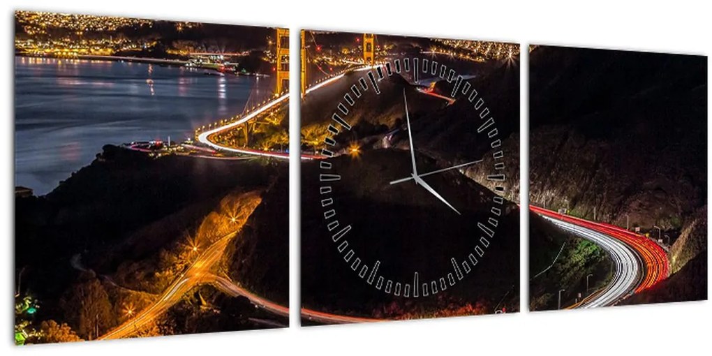 Obraz - Golden Gate Bridge (s hodinami) (90x30 cm)