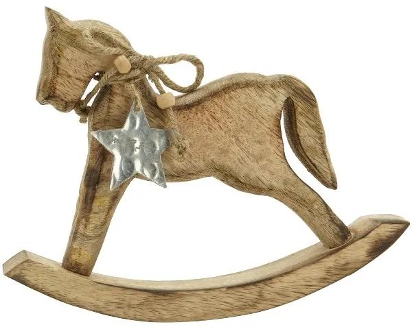 Přírodní dřevěná dekorace houpací koník Puri - 25*4*17cm