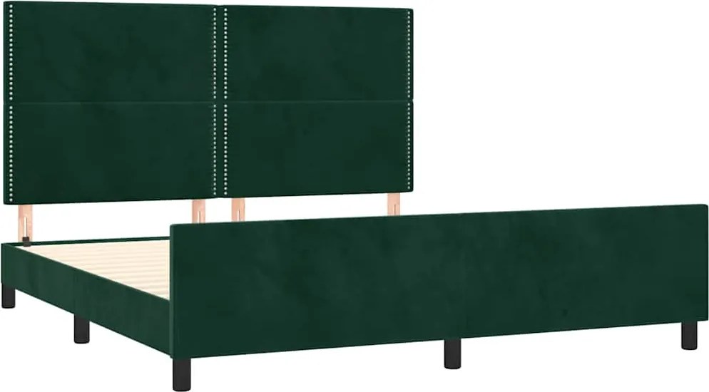 Rám postele bez matrace tmavě zelená 200 x 200 cm samet 3125717