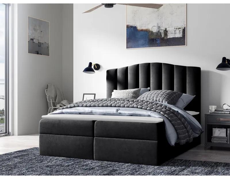 Kontinentální postel Beatriz, Rozměr postele: 140x200, Barva:: ekokůže Soft 011 (černá)