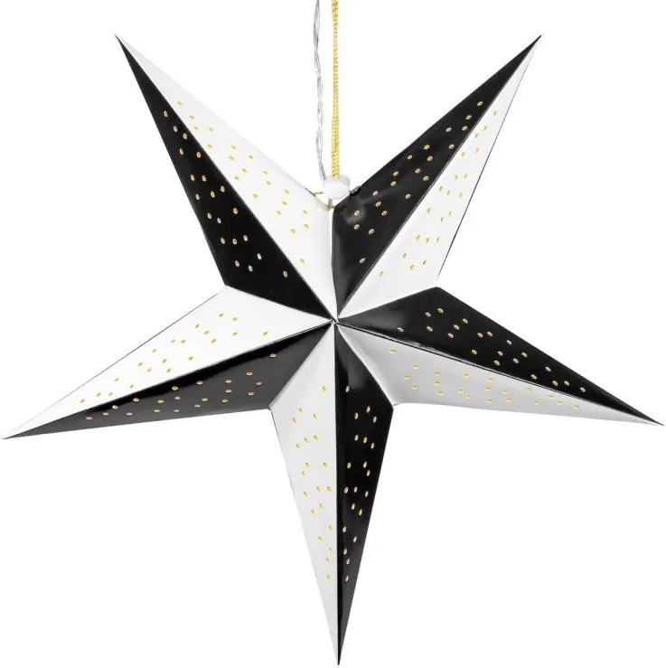 Nexos  64612 Vánoční dekorace hvězda s časovačem - 20 LED, černo-bílá