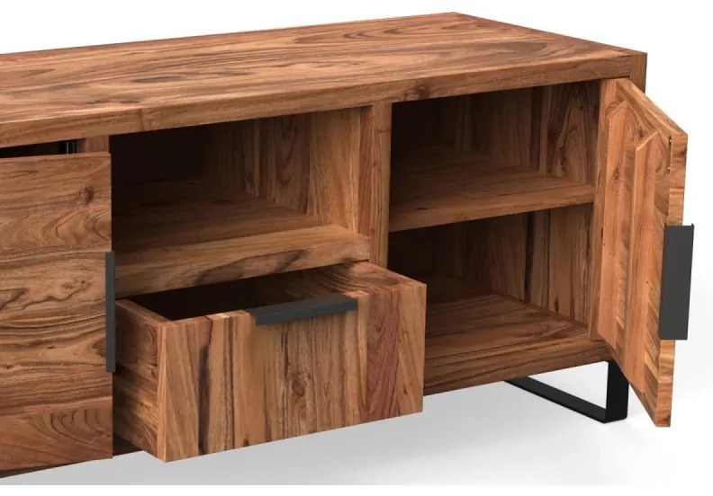 furniture-nabytek.cz - Masivní nástěnná jednotka Sidora z akácie, lakovaná, hnědá