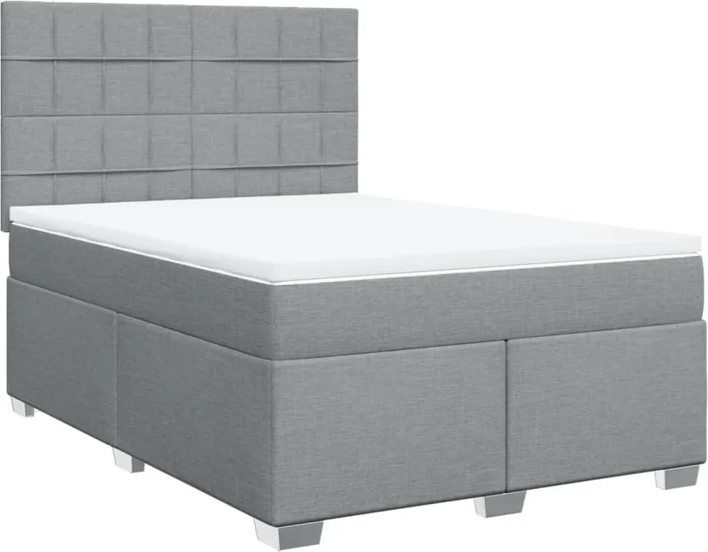 Box spring postel s matrací světle šedá 140 x 190 cm textil 3292783
