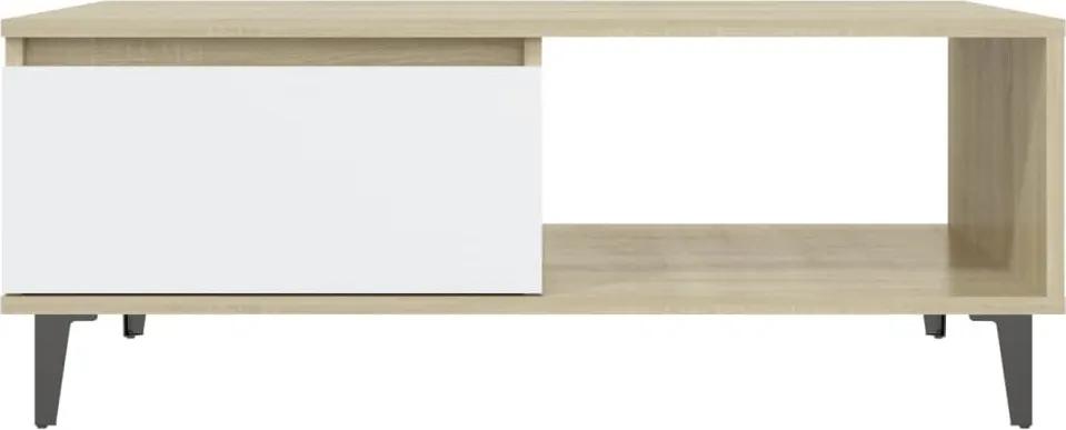 vidaXL Konferenční stolek 90 x 60 x 35 cm dřevotříska [806009] Barva: bílá a dub sonoma