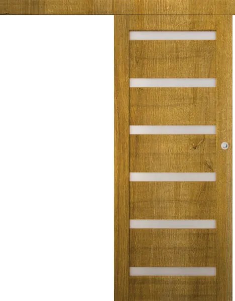 posuvné interiérové dveře na stěnu vasco doors EVORA model 5 Průchozí rozměr: 70 x 197 cm, Orientace dveří: Levé dveře, Dekor: Dub Aljaška