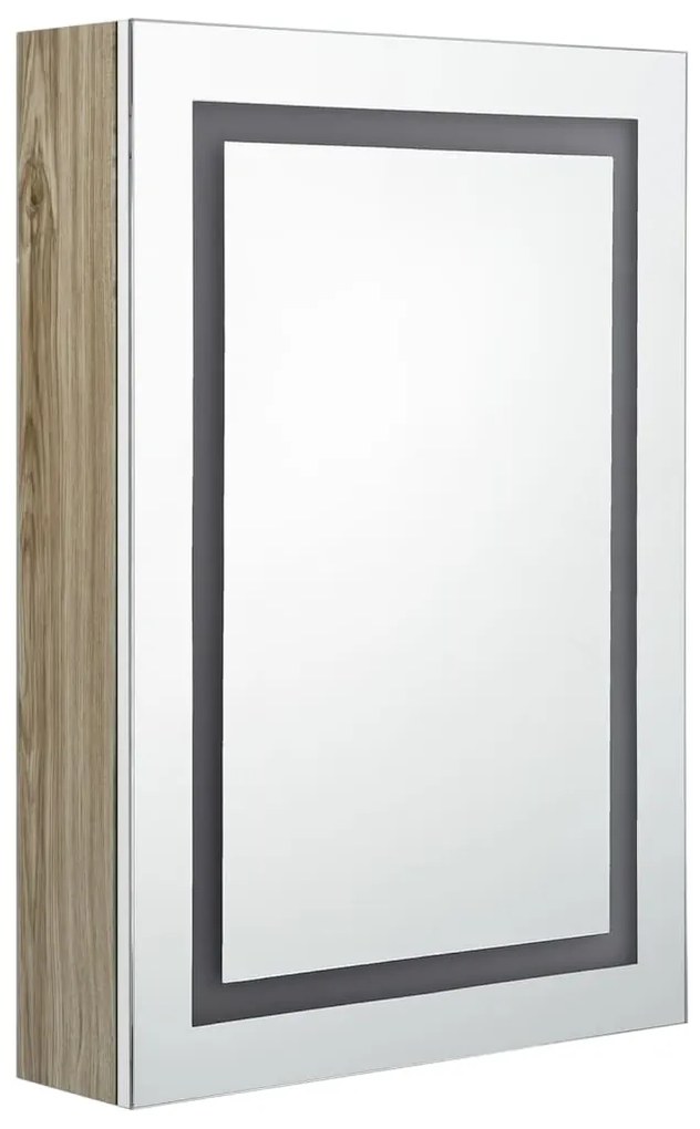 LED koupelnová skřínka se zrcadlem II - 50x13x70 cm | bílá a dub