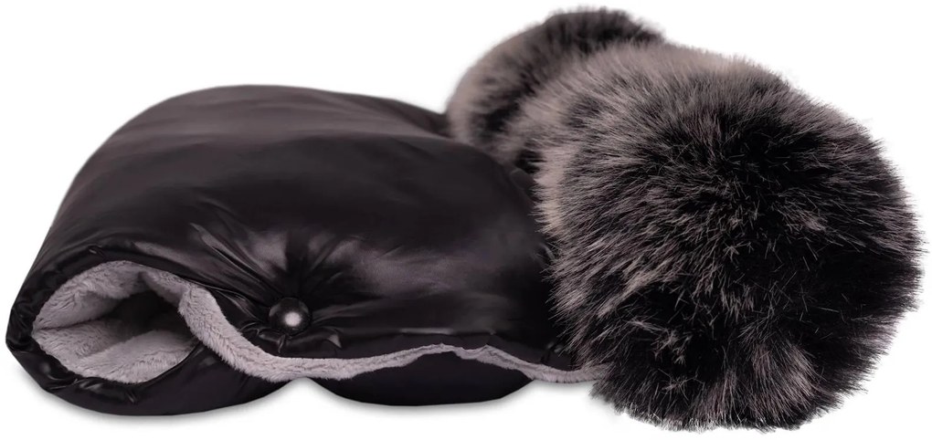 Inf Rukávník na kočárek FLUFFY – hřejivý, nepromokavý a větruodolný - černá