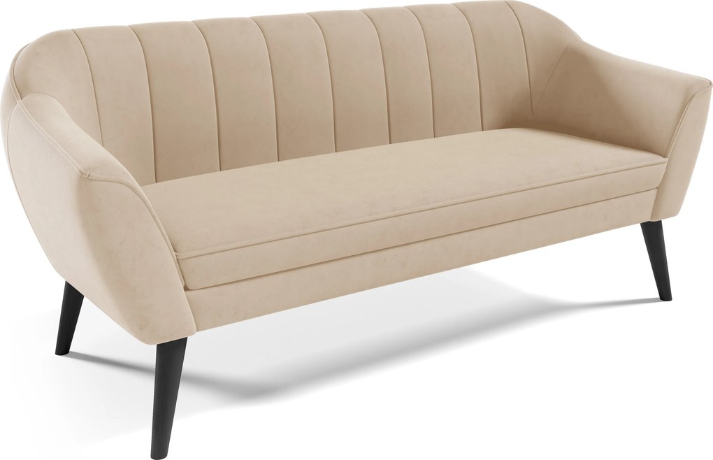 Eka Pohovka trojmístná VOJO, 183 cm Látka Velutto: Stříbrná (Velutto 15), Výběr nohou: Bílé