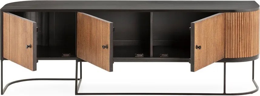 TV stolek z mangového dřeva v přírodní barvě 160x55x40 cm Curve – MOME