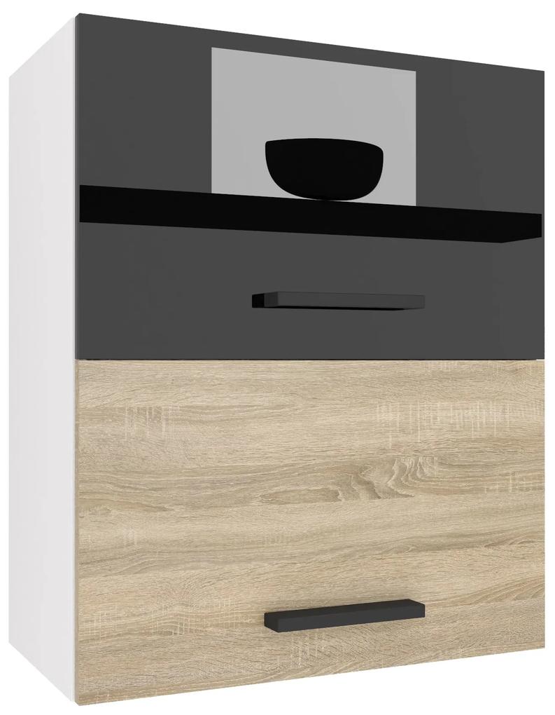 Kuchyňská skříňka Belini horní 60 cm černý lesk / dub sonoma  INF SGP2-60/1/WT/BDS/0/B1