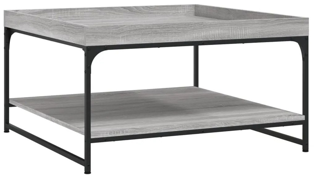 Konferenční stolek šedý sonoma 80x80x45 cm kompozit a železo - Default Title