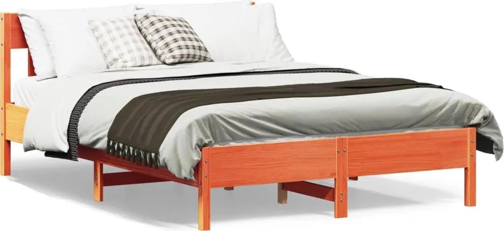 vidaXL Rám postele s čelem voskově 150 x 200 cm masivní borovice [842642] Barva: Bílá