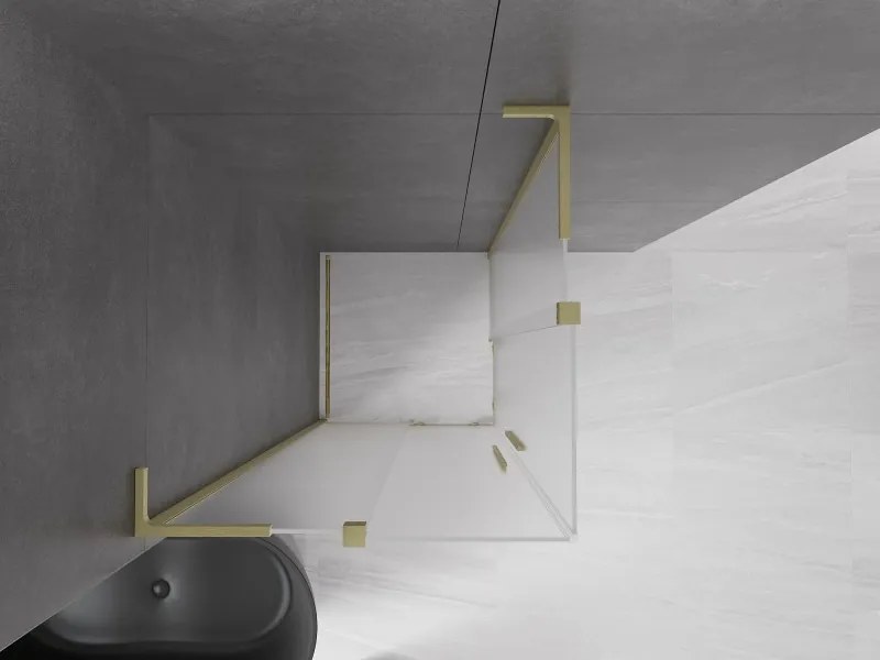 Mexen Velar L Duo, sprchový kout s posuvnými dveřmi 80 x 80 cm, 8mm sklo námraza, zlatá matná, 871-080-080-02-33-55
