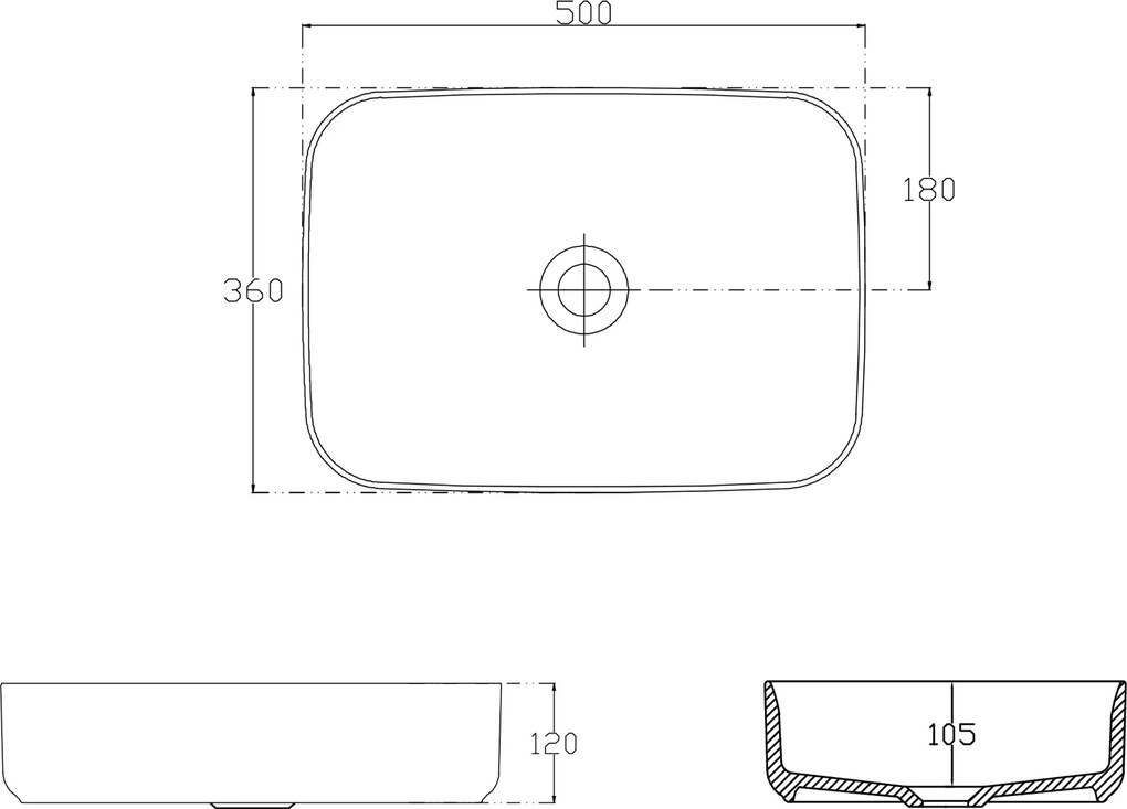 Isvea Sapho INFINITY RECTANGLE umyvadlo 50 x 36 cm, na desku, bílá 10NF65050