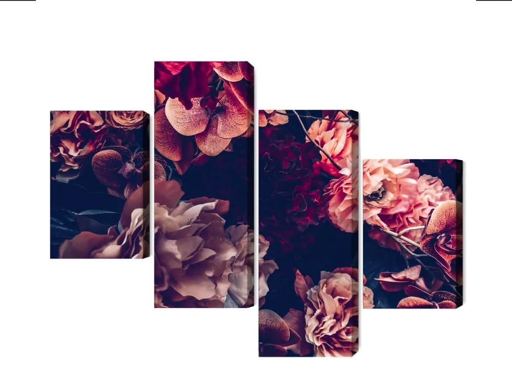 Vícedílný obraz Barevné Květiny V Retro 3D Stylu Nedostatek Nedostatek Plátno Canvas 160x100