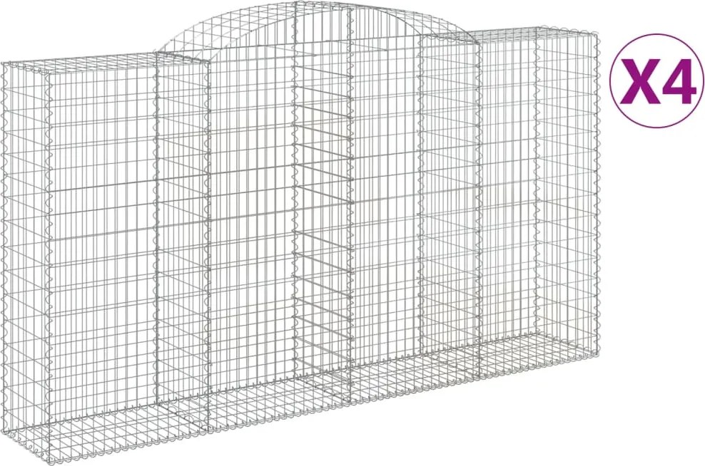 Klenuté gabionové koše 4 ks 300x50x160/180cm pozinkované železo 3146757