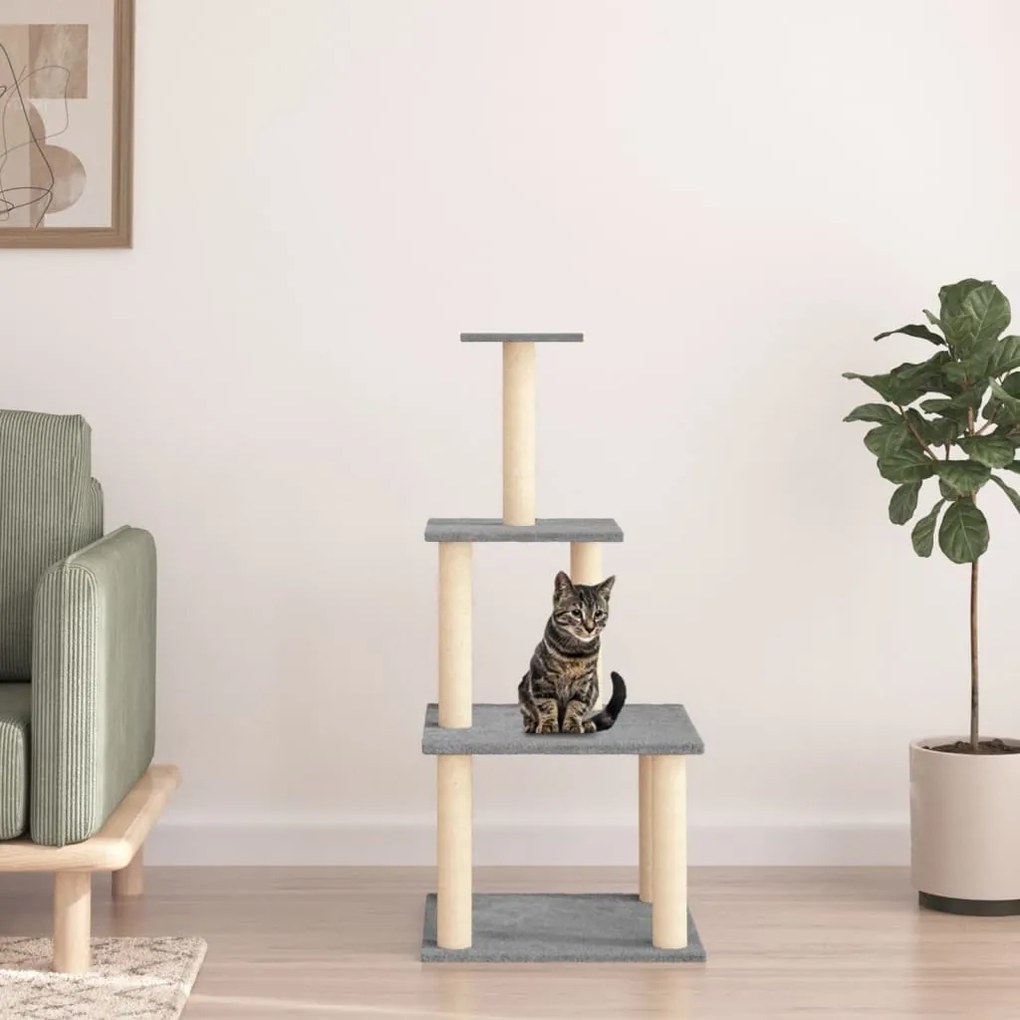 Škrabadlo pro kočky se sisalovými sloupky světle šedé 111 cm 171733