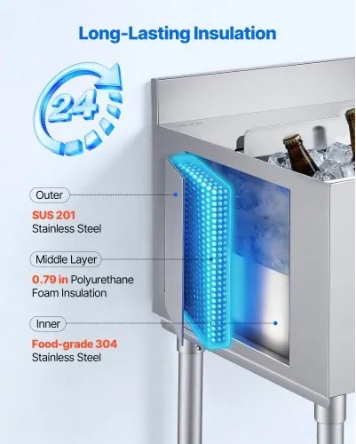 Komerční chladicí nádoba na led, Maximální kapacita 46,7 l VEVOR