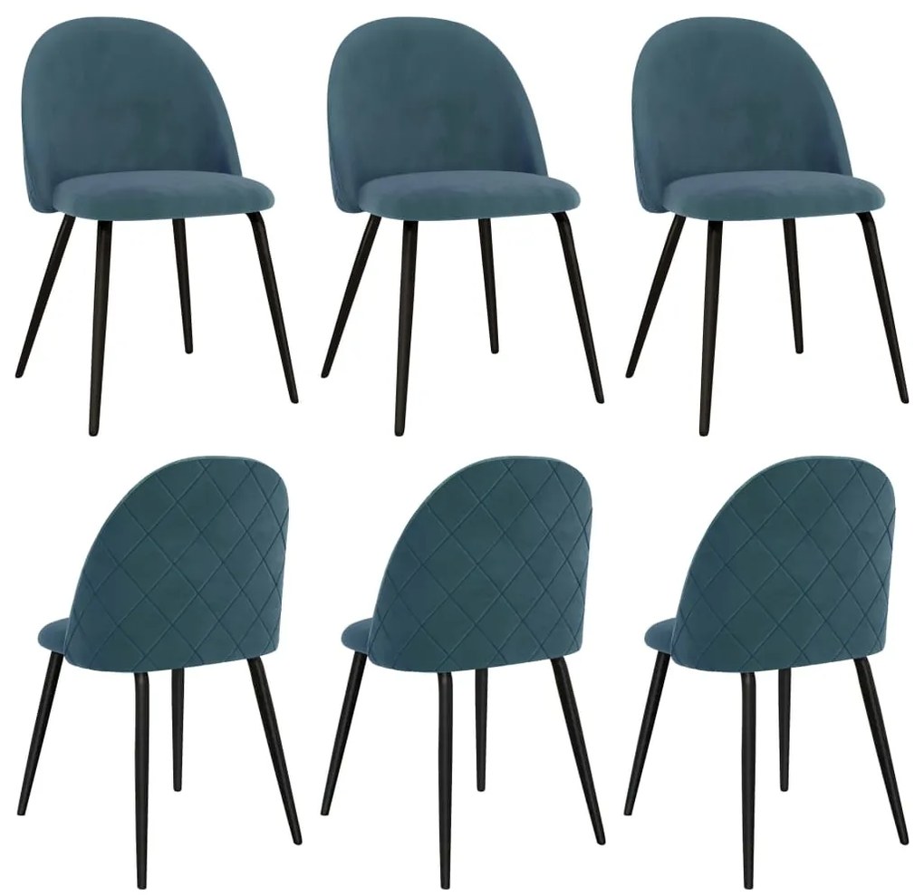 3059525 vidaXL Jídelní židle 6 ks modré textil
