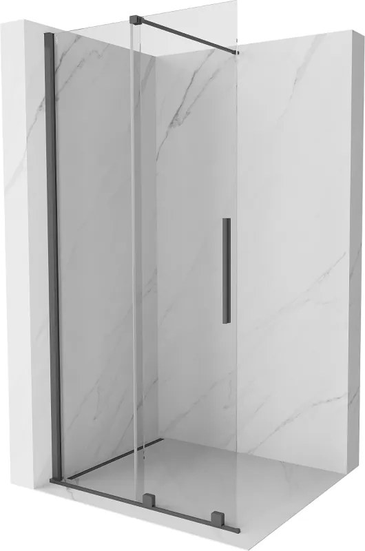 Mexen Velar, posuvné dveře do otvoru typ Walk-In 75 cm, 8mm čiré sklo, grafitová matná, 871-075-000-03-66