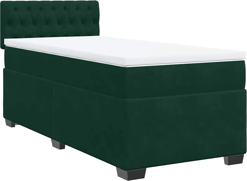 Box spring postel s matrací tmavě zelená 90x200 cm samet 3288519