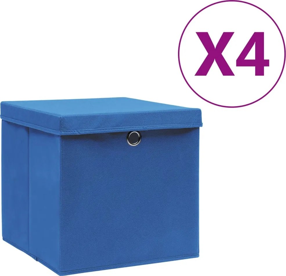 vidaXL Úložné boxy 4 ks netkaná textilie 28 x 28 x 28 cm [325188] Barva: bílá s víky