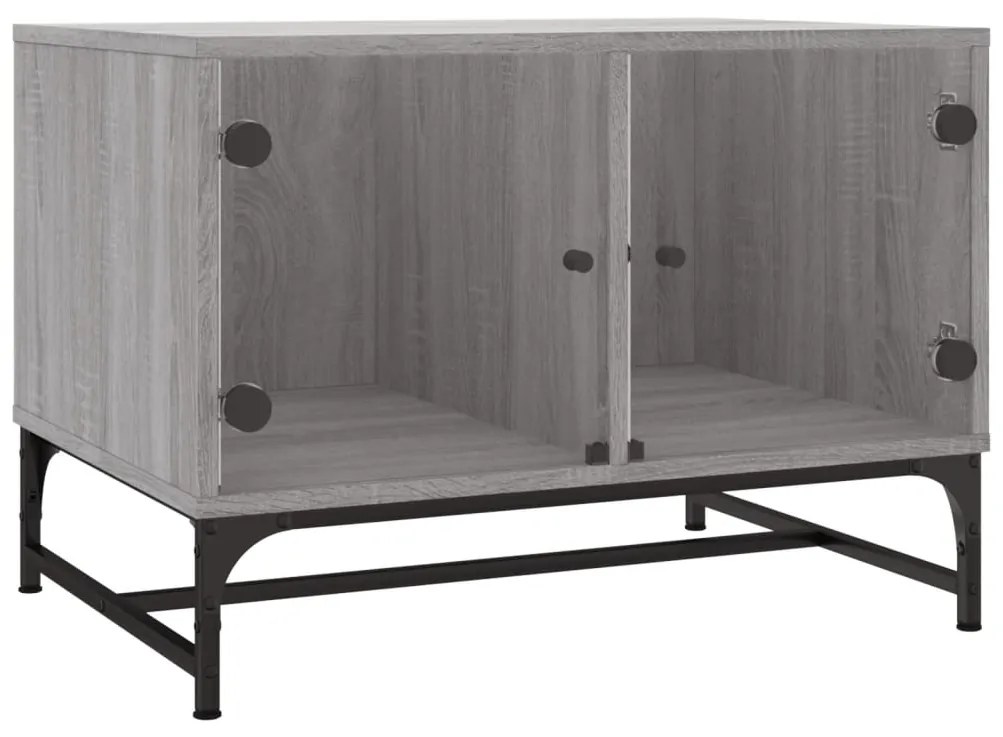 vidaXL Konferenční stolek skleněná dvířka šedý sonoma 68,5x50x50 cm