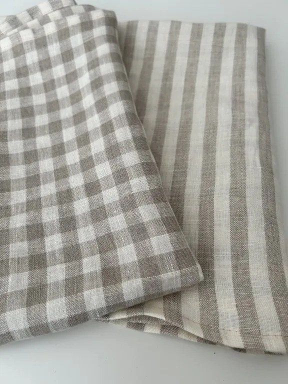 Tom Linen Lněná utěrka v přírodním pruhovaném provedení Velikost: 50x60xm