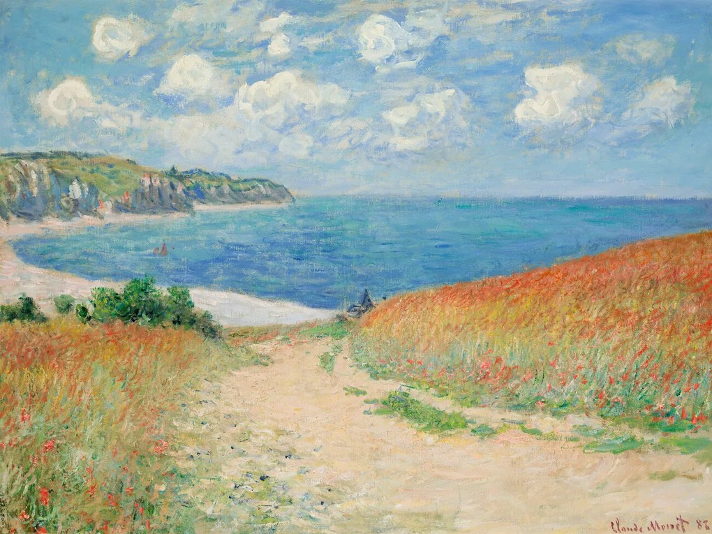 Obrazová reprodukce Path in the Wheat Fields at Pourville - Claude Monet, (40 x 30 cm)