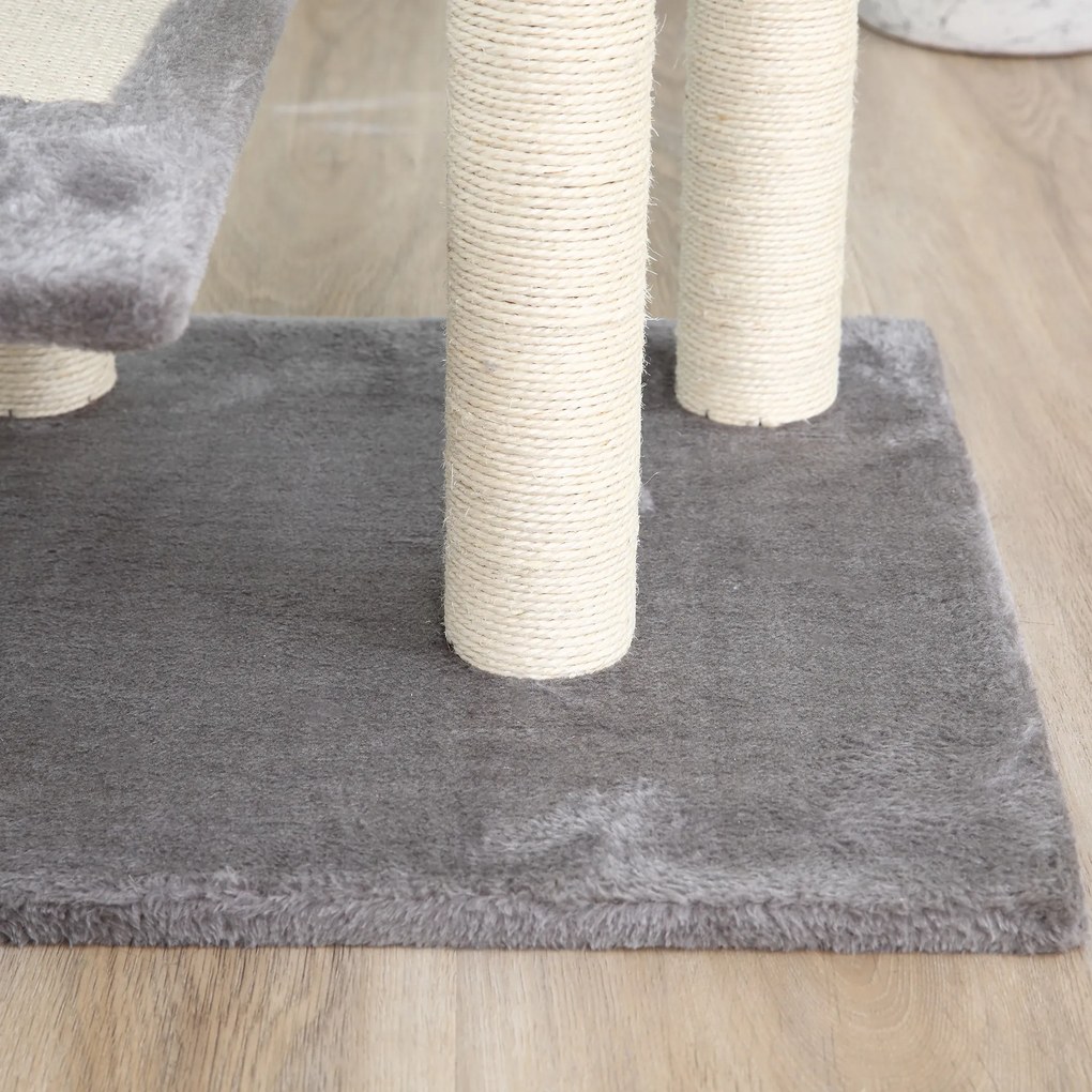 PawHut stabilní kočičí strom, nosnost 15 kg, schody pro kočky, 3 stupně, béžová, šedá, 48,5 x 48,5 x 100 cm