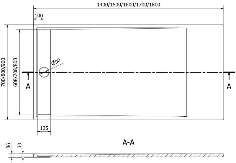 Mexen Amon, SMC obdélníková sprchová vanička 150 x 90 cm, černá, 4F709015