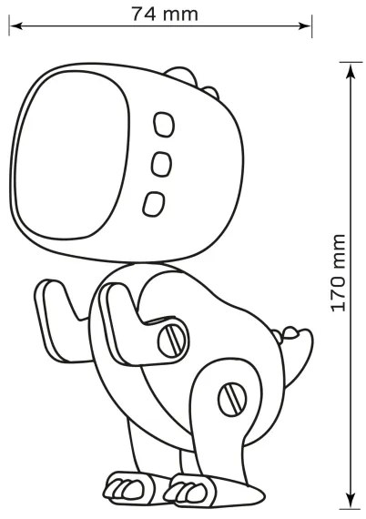 LED Stmívatelná dětská noční lampička s budíkem ROBOT LED/1W/5V 1200 mAh