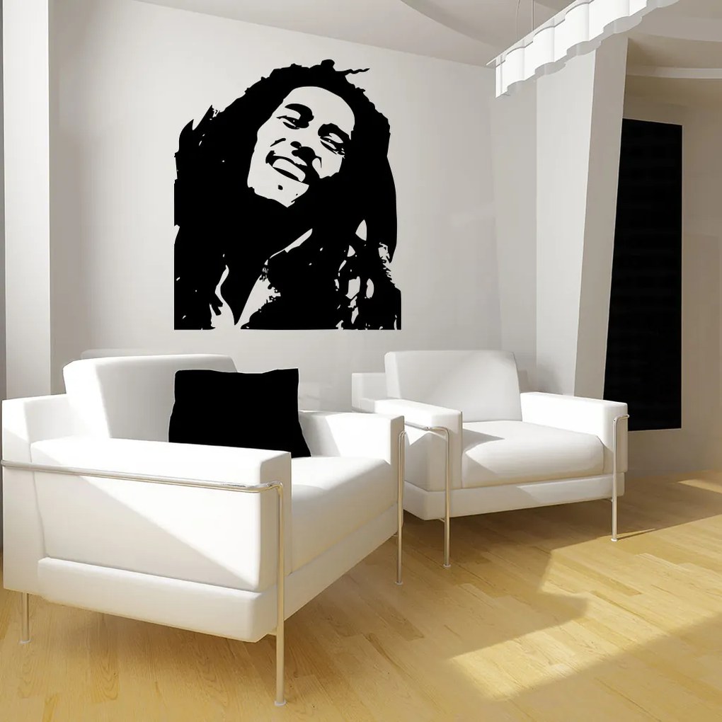 Živá Zeď Samolepka na zeď Portrét Bob Marley Barva: černá