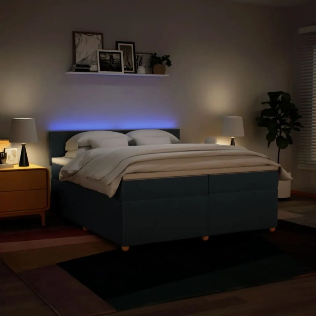 Box spring postel s matrací modrá 200x200 cm textil 3289093