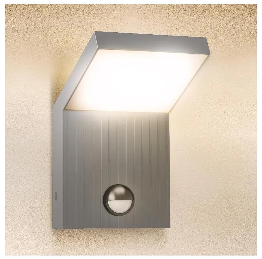 Brilagi - LED Venkovní nástěnné svítidlo se senzorem RIANO LED/8W/230V stříbrná