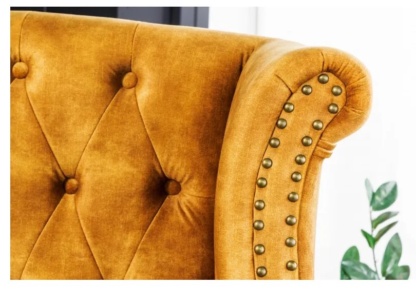 Massive home | Křeslo CHESTERFIELD tmavě žluté samet