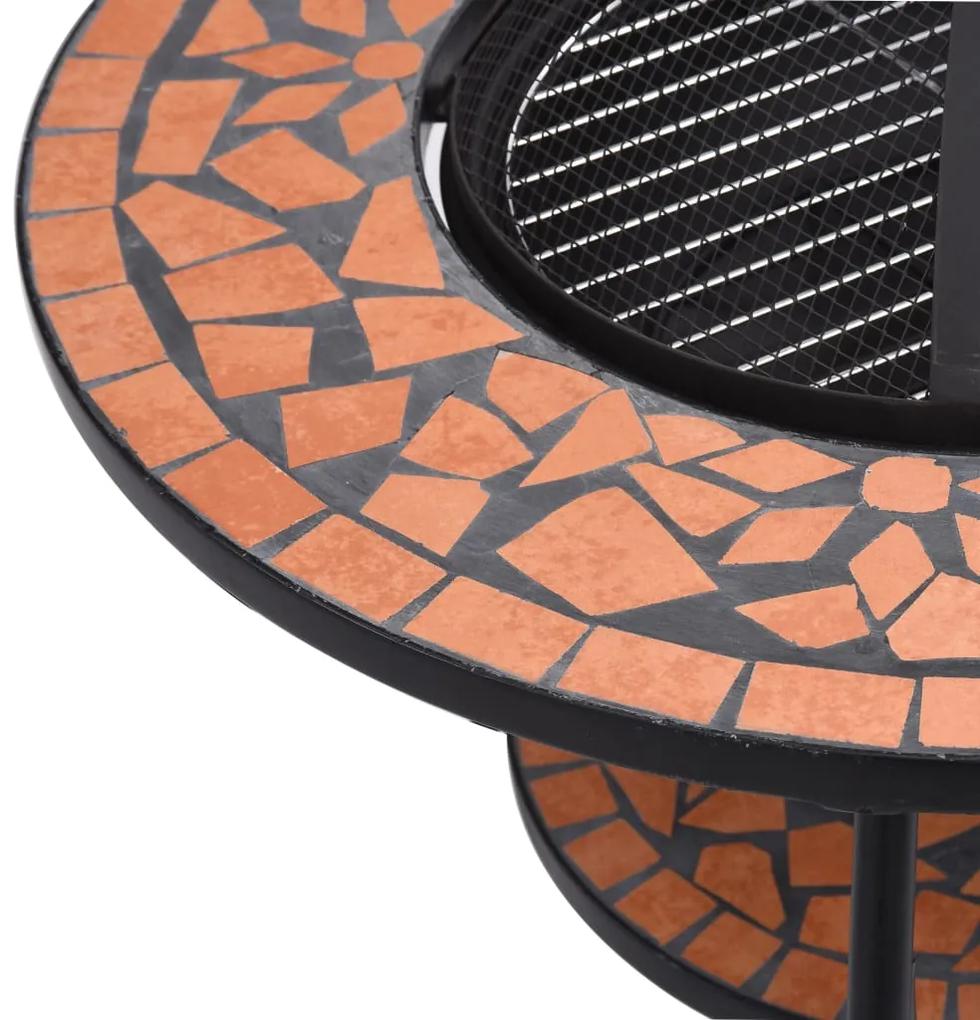Mozaikový stolek s ohništěm terakota 68 cm keramika,  46723 HangarStore.cz