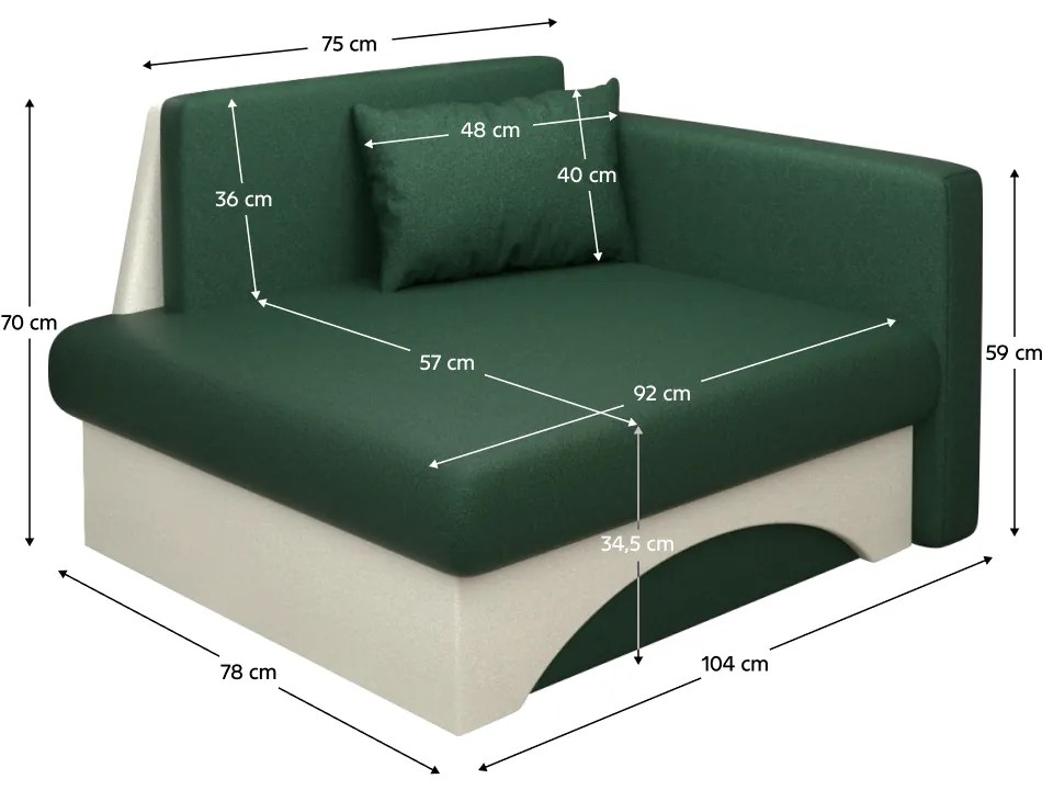 Kondela Rozkládací křeslo, zelená/béžová, KUBOŠ NEW UNI