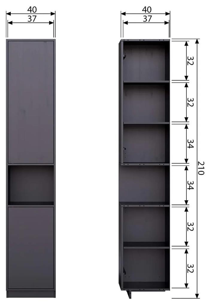 Skříň farah 210 x 40 cm černá MUZZA