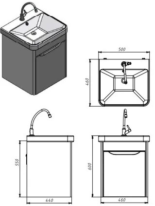 Lavedo Livorno Structure Stone 50 koupelnová skříňka s umyvadlem