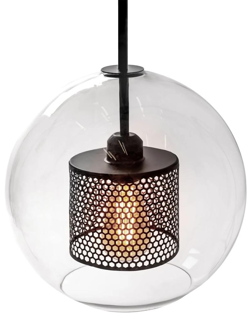 Toolight - Skleněná závěsná lampa loft APP558-1CP 25cm 1xE27 60W, černá, OSW-08751