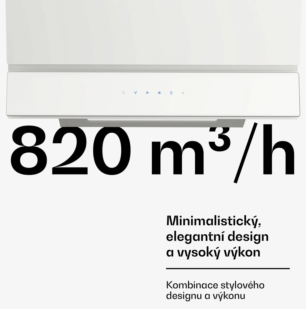 Klarstein Velaire digestoř, Elegantní, minimalistická, výkonná, Energetická třída A++, 820 m³/h, 60 cm