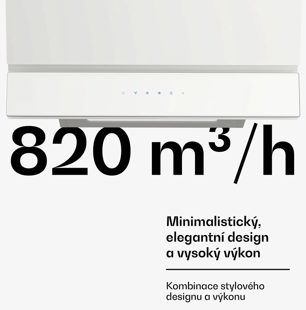 Klarstein Velaire digestoř | Elegantní, minimalistická, výkonná | Třída energetické účinnosti A++ | 820 m³/h | 60 cm