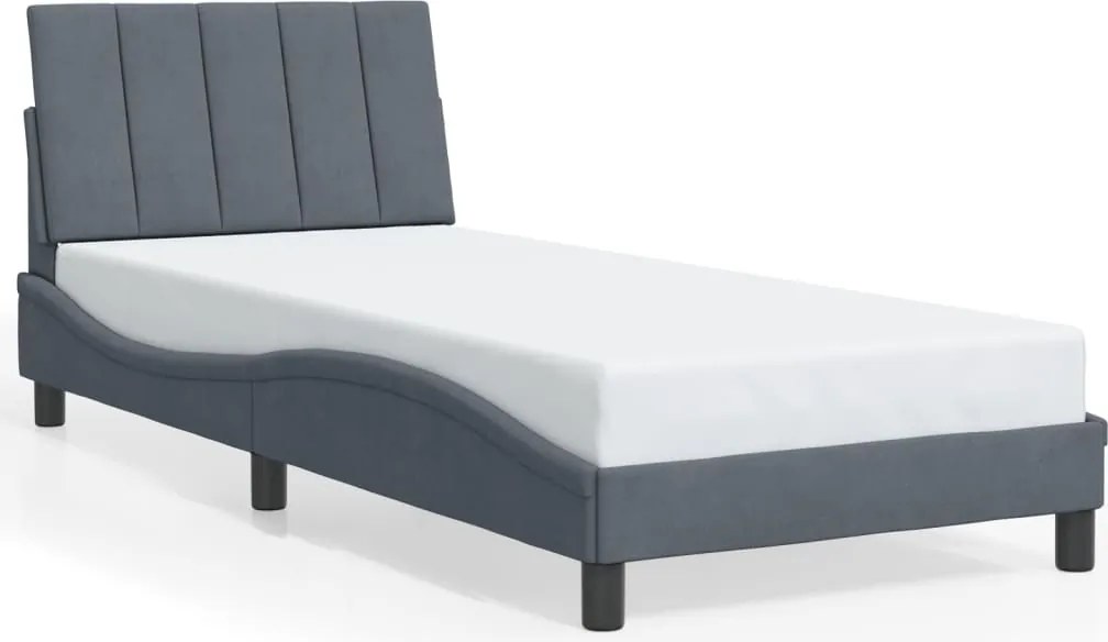 Rám postele s LED osvětlením bez matrace Hanko tmavě šedý 90 x 190 cm samet 3213752