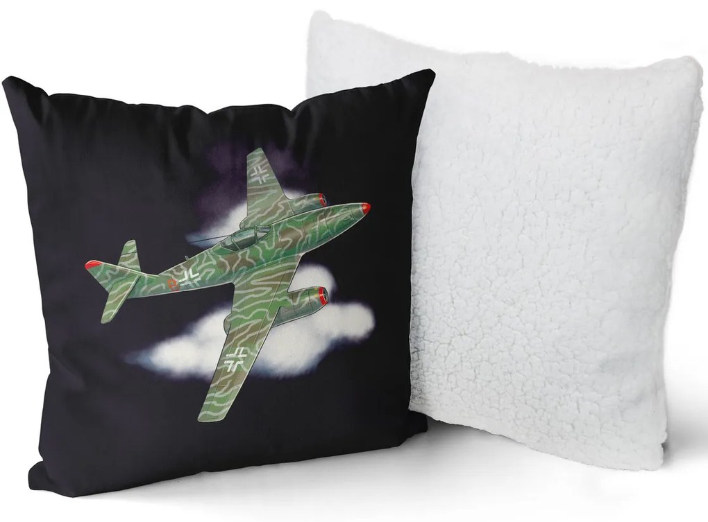 Polštář Messerschmitt Me 262 (Velikost: 55 x 55 cm, Podšití beránkem: ANO)