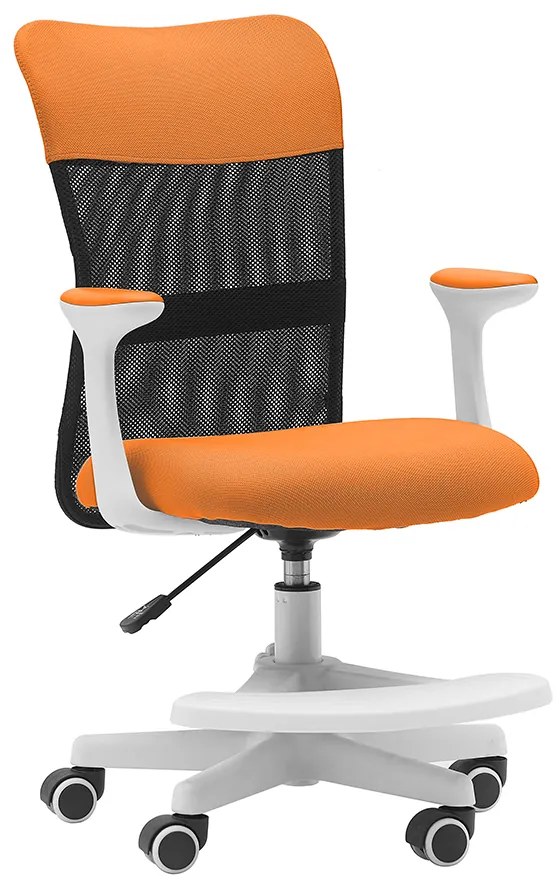 Dětská židle Neoseat MONKEY WHITE s podnoží — látka, bílá / oranžová