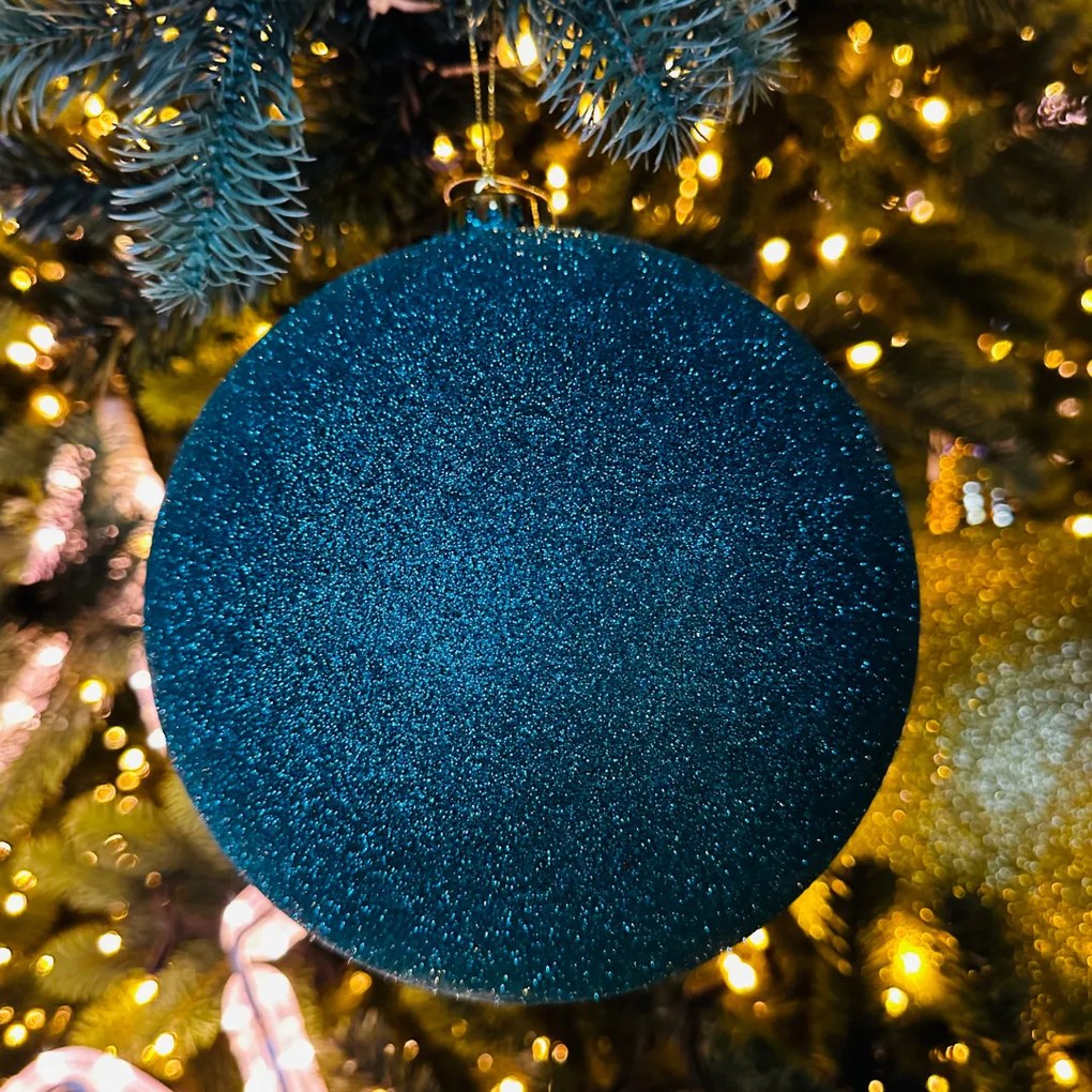 Velká vánoční ozdoba 30 cm plastová koule paví zelená glitter