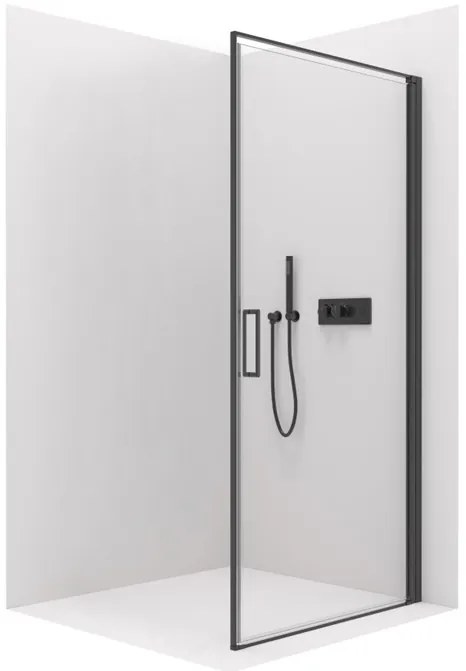 Cerano Porte, 1-křídlé sprchové dveře 80x195 cm, 8mm čiré sklo, černý profil, CER-CER-413486