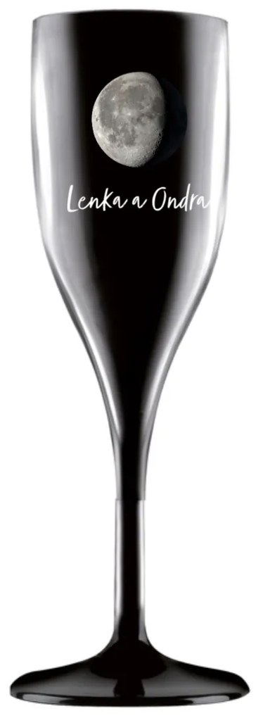 Personalizovaná nerozbitná prosecco sklenice s měsíční fází